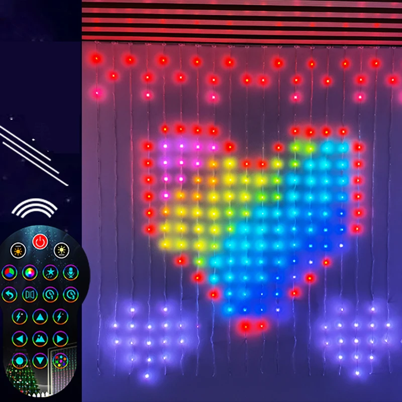 Twinkly Smart Garland Curtain LED RGB Valentines Day Fairy Light DIY ...