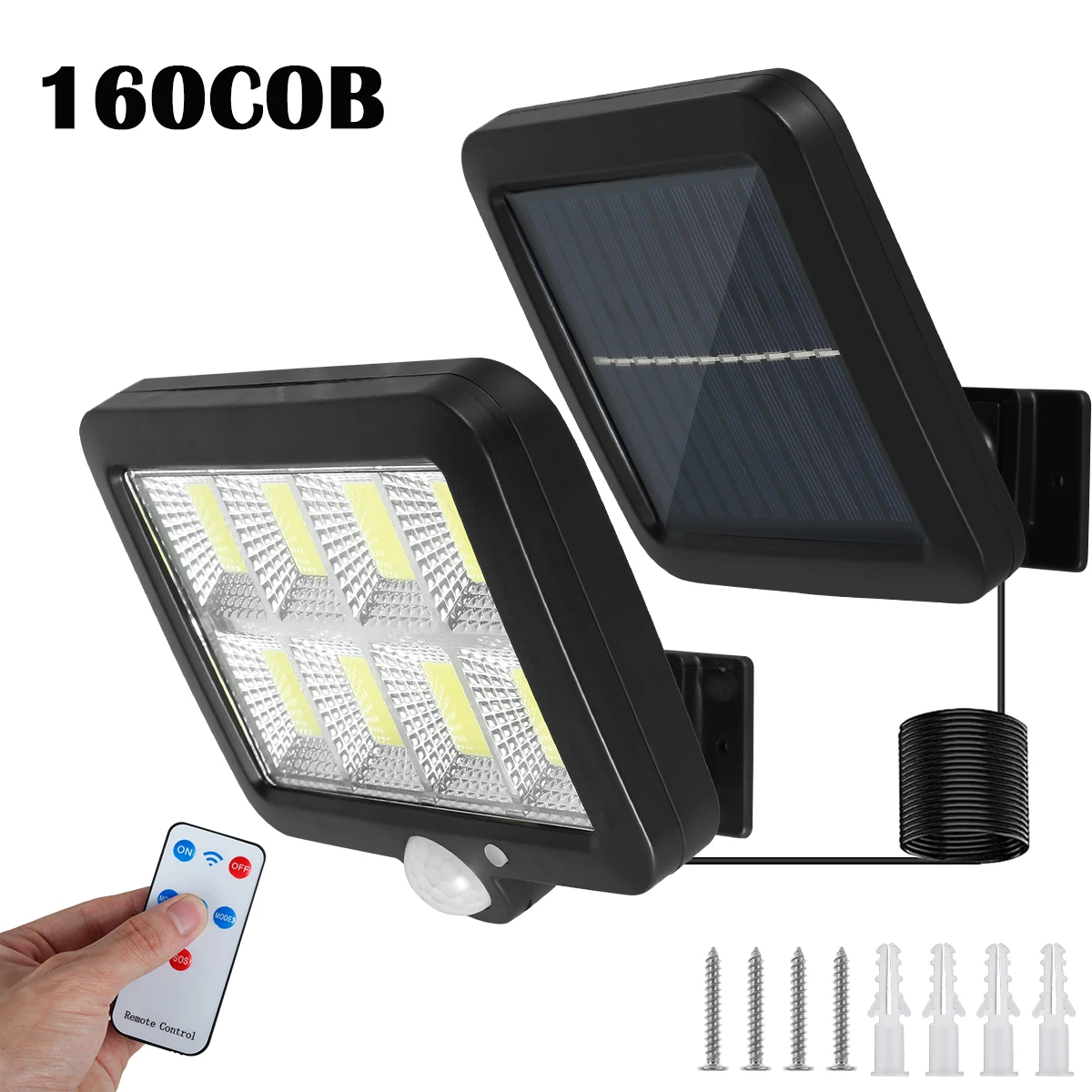 160 COB Solar LED Light Outdoor Spotlight Motion Sensor Solar Lamp With ...