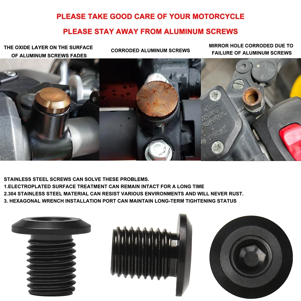 M8 Motorcycle Mirror Hole Plug Screw for Ducati Yamaha Honda Suzuki ...