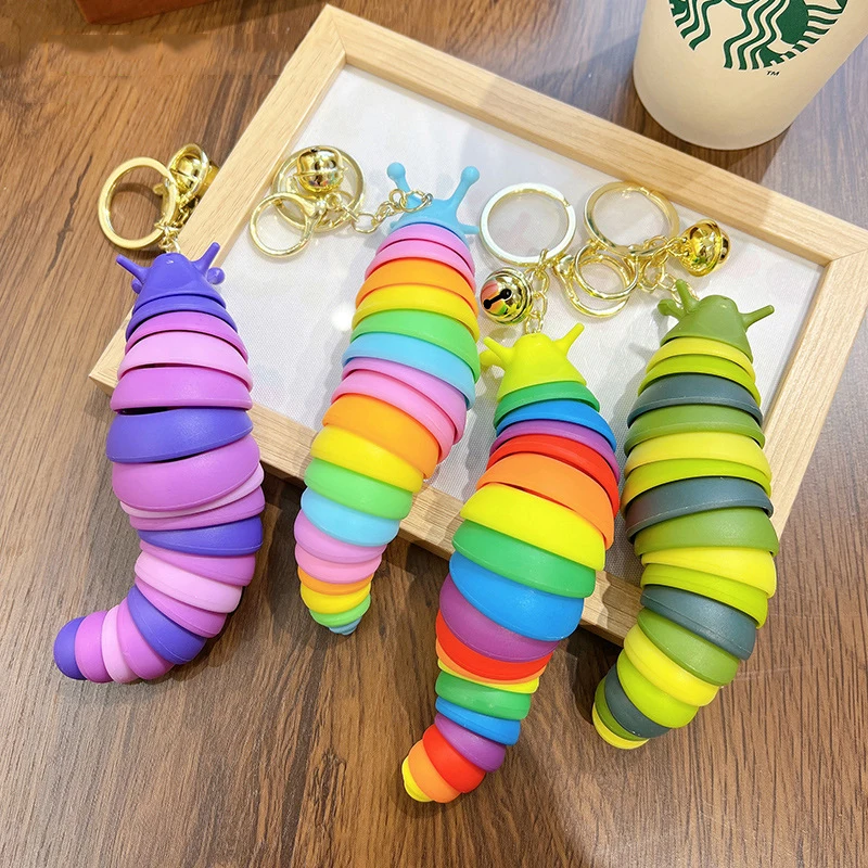 Funny-Decompression-Colorful-Twisted-Caterpillar-Shape-Keychains-Women ...