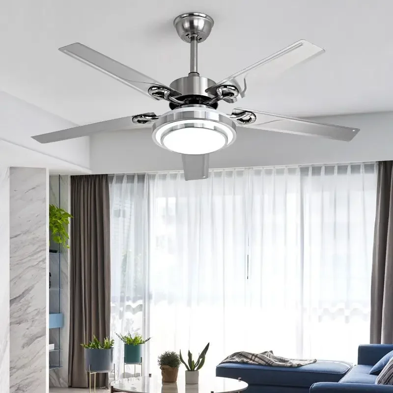 Modern-LED-Stainless-Steel-Ceiling-Fan-Living-Dining-Room-Fan-Pendant ...