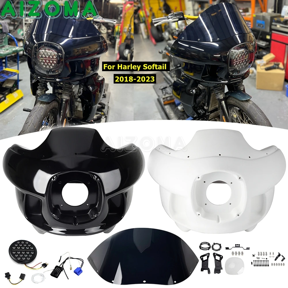 Gloss-Black-White-Upper-Fairing-Window-Motorcycle-LED-Headlight ...