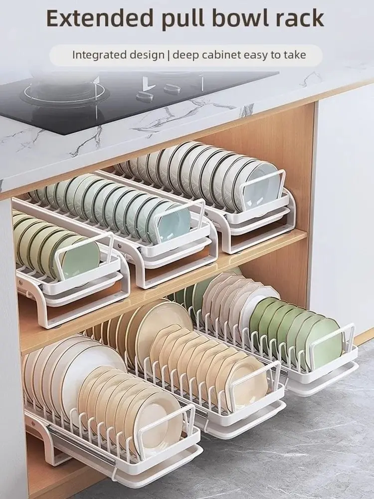 Joybos-Dish-Bowl-Storage-Rack-Kitchen-Pull-out-Dish-and-Bowl-Shelf ...