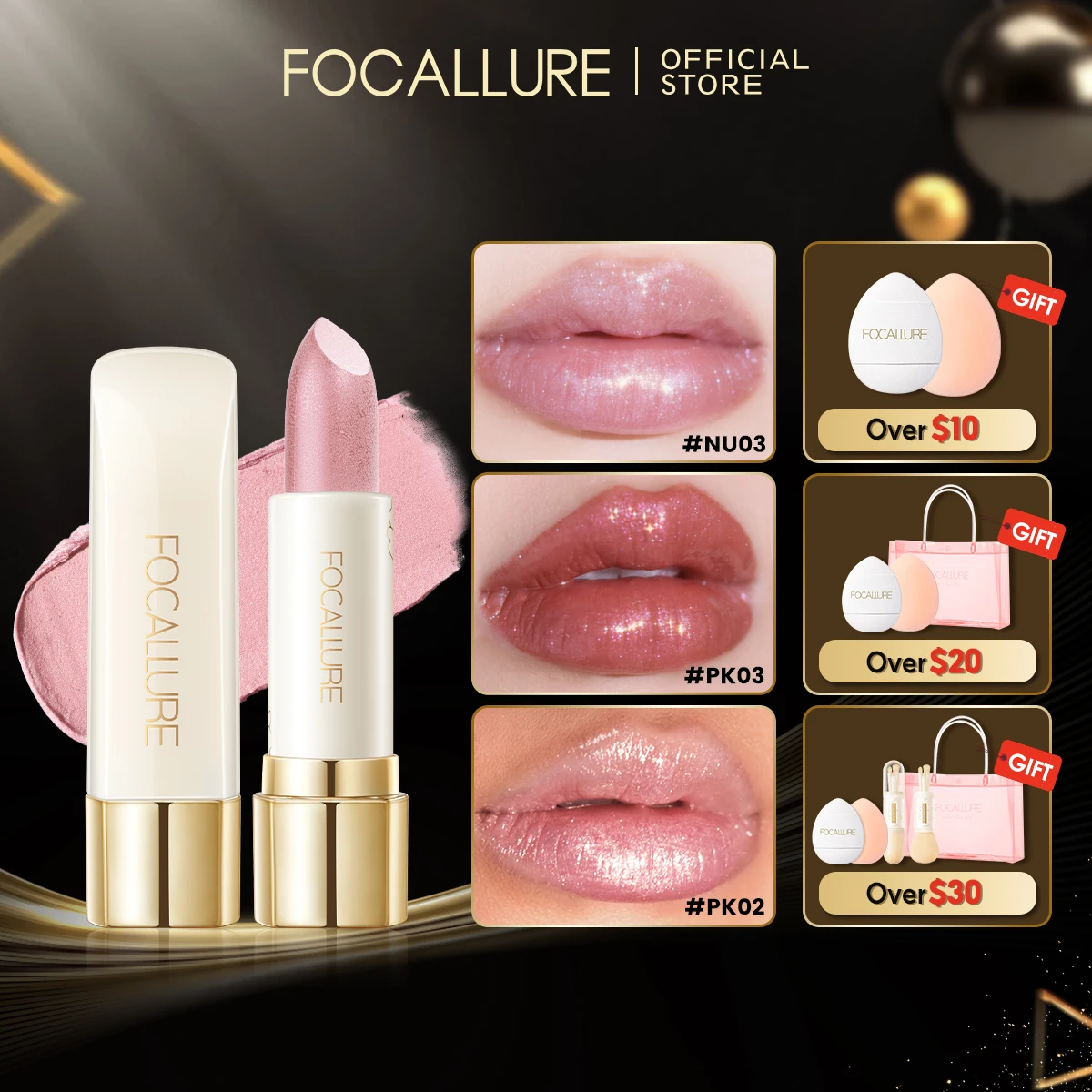 FOCALLURE-Glitter-Lip-Balm-8-Colors-Shimmer-Lips-Plumper-Moisturizing ...