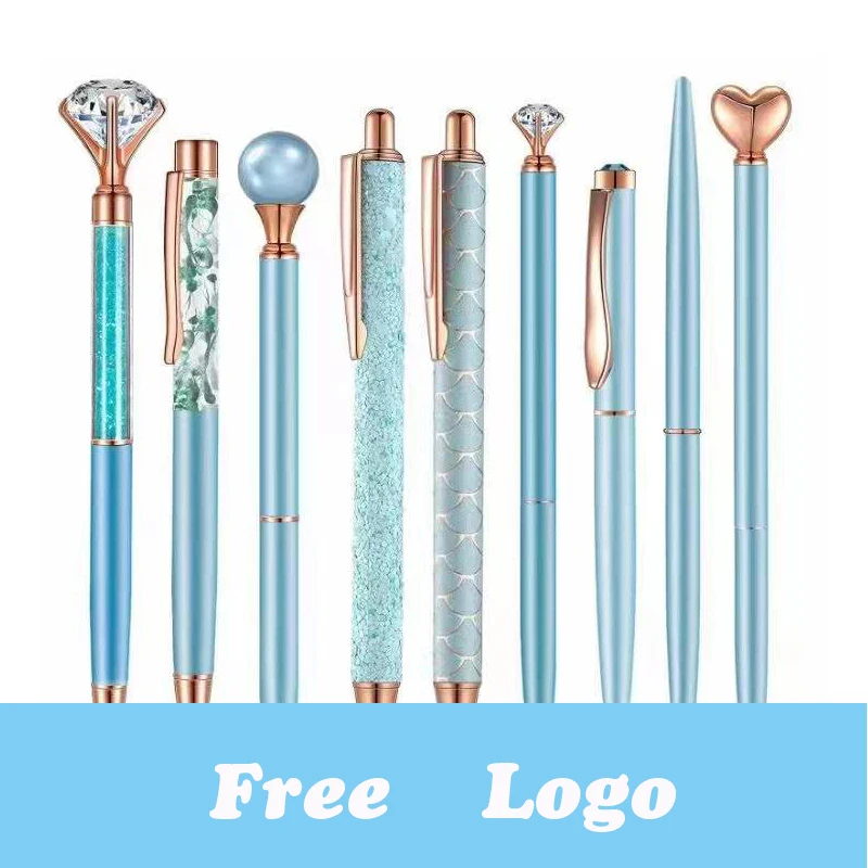 9pcs-Custom-Logo-Same-Color-Pen-Set-Diamond-Ballpoint-Pen-Student ...