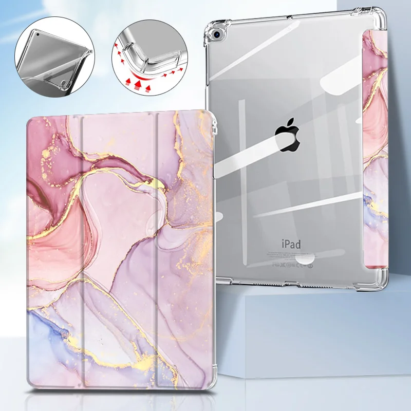 For iPad 11 2021/2020/9.7 5/6th case 10.2 9th 7th/8th Marble Leather ...