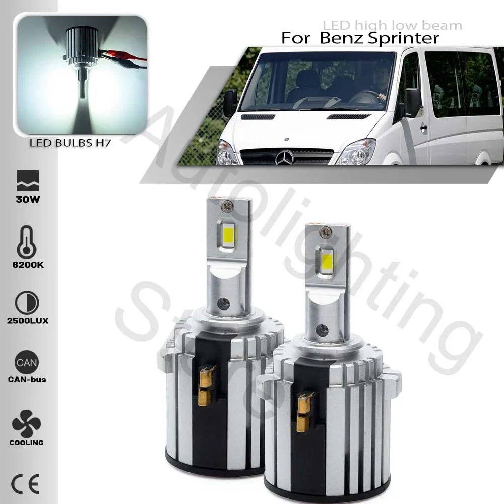 2PCS-H7-Led-Headlight-Bulbs-Super-Bright-High-Low-Beam-6500K-For-Benz ...