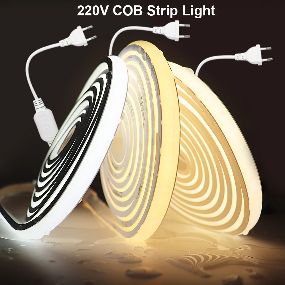 1-100M-High-Bright-COB-LED-Strip-Light-Waterproof-220V-288leds-M-CRI ...