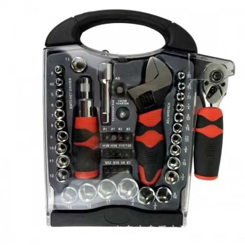 45pcs-Household-Auto-Repair-Ratchet-Wrench-Socket-Stubby-Set-Spanner ...
