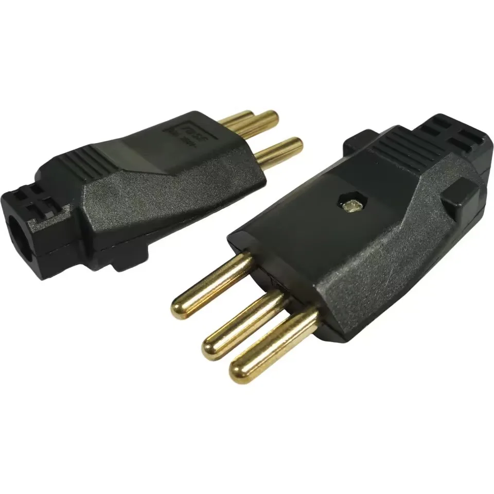 1pcs Black 250V 20A Copper Brazil Power Cable Assembly Wiring Plug 3 ...