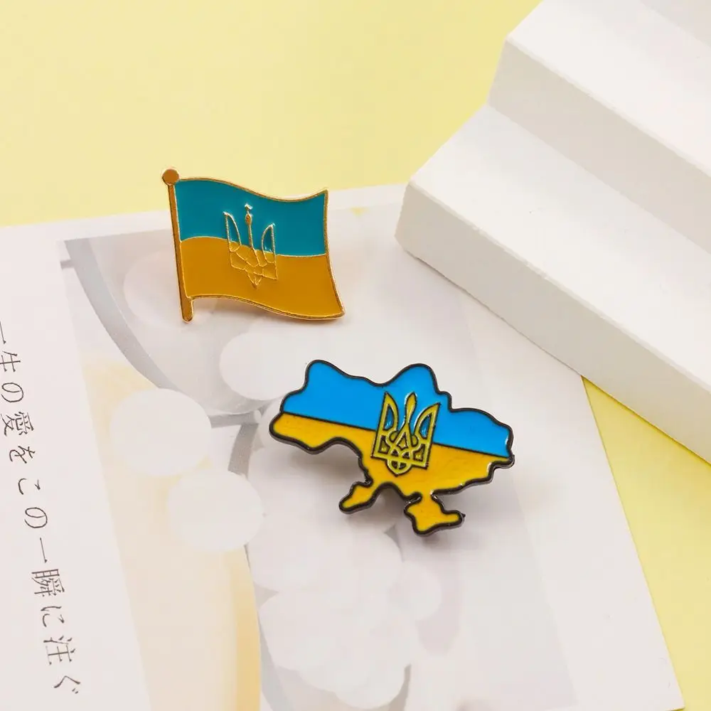 National-emblem-Ukraine-Brooches-Ukrainian-flag-territory-Map-Pins ...