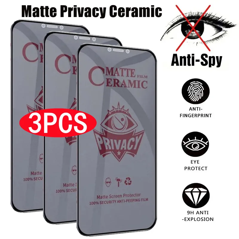 3PCS-Matte-Ceramic-Privacy-Screen-Protector-for-iPhone-14-13-12-11-Pro ...