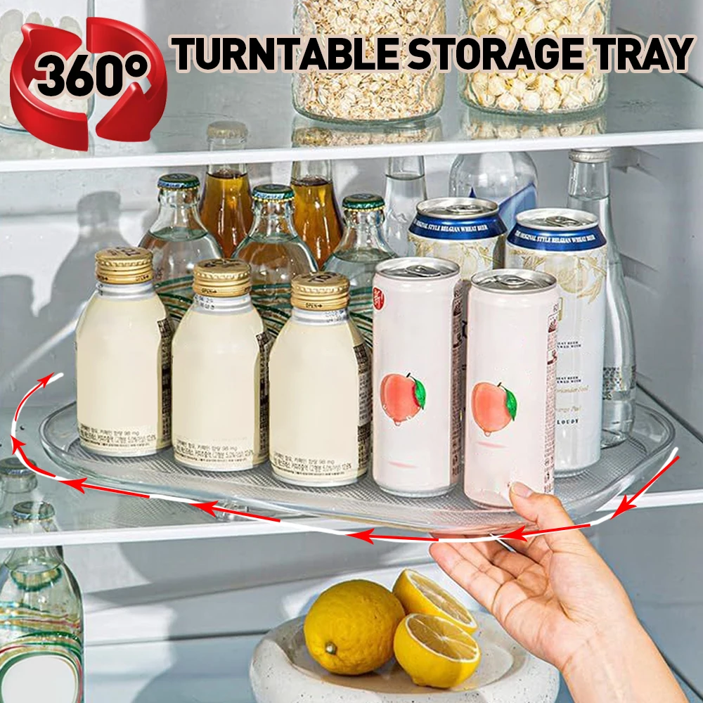 Turntable Organizer Lazy Susan For Refrigerator 360 Rotatable Rectangle ...