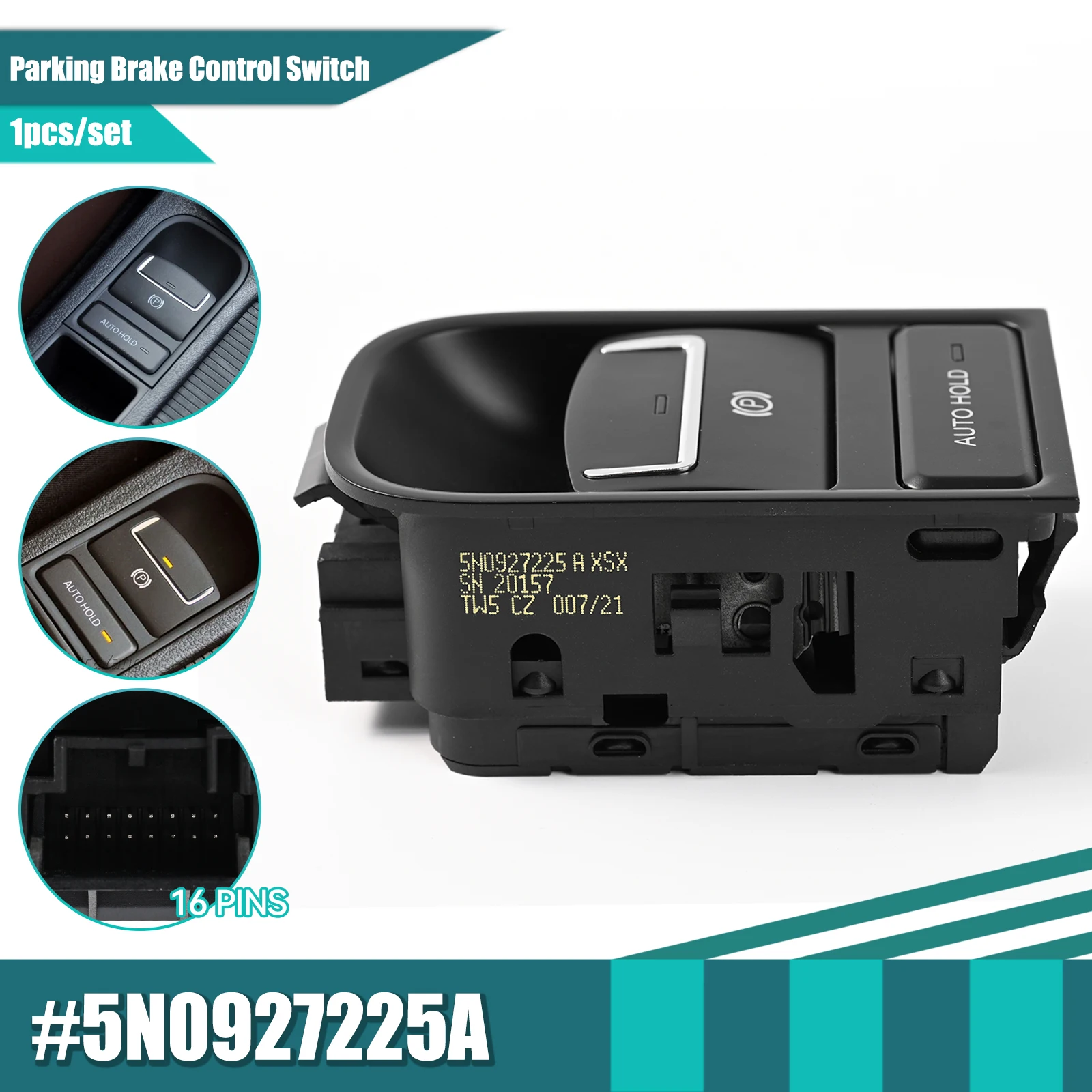 5N0927225A 16Pin Hold Parking Hand Brake Park Control Switch For VW ...