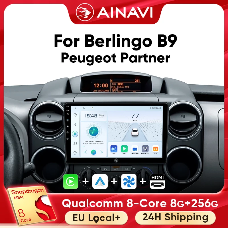 Ainavi Car Radio For Citroen Berlingo B9 Partner 2008 2010 2014 2018 ...