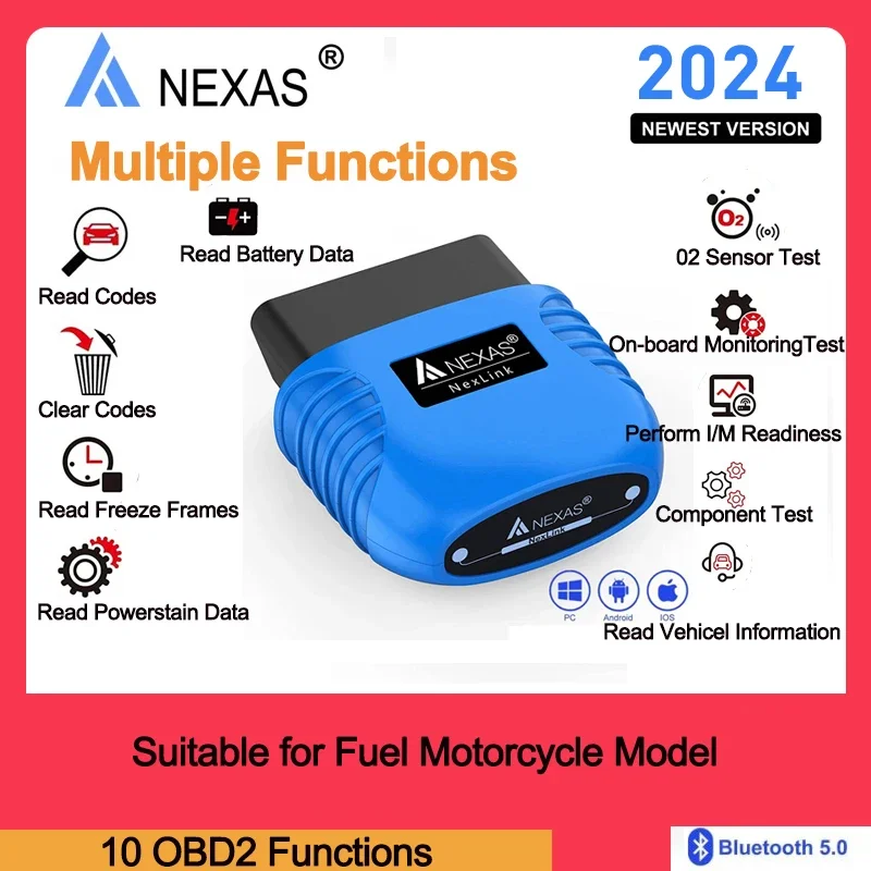 NEXAS Motorcycles Diagnostic Scan Tool Bluetooth 5.0 OBD2 EOBD ...