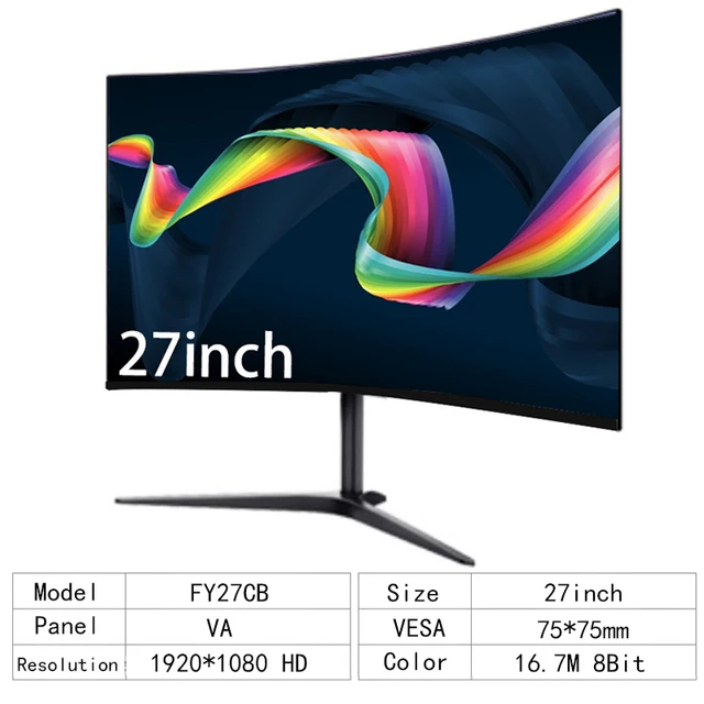 27 Polegada curvo monitor 75hz 2ms desktop pc lcd fhd display de computador jogos ips tela do ...