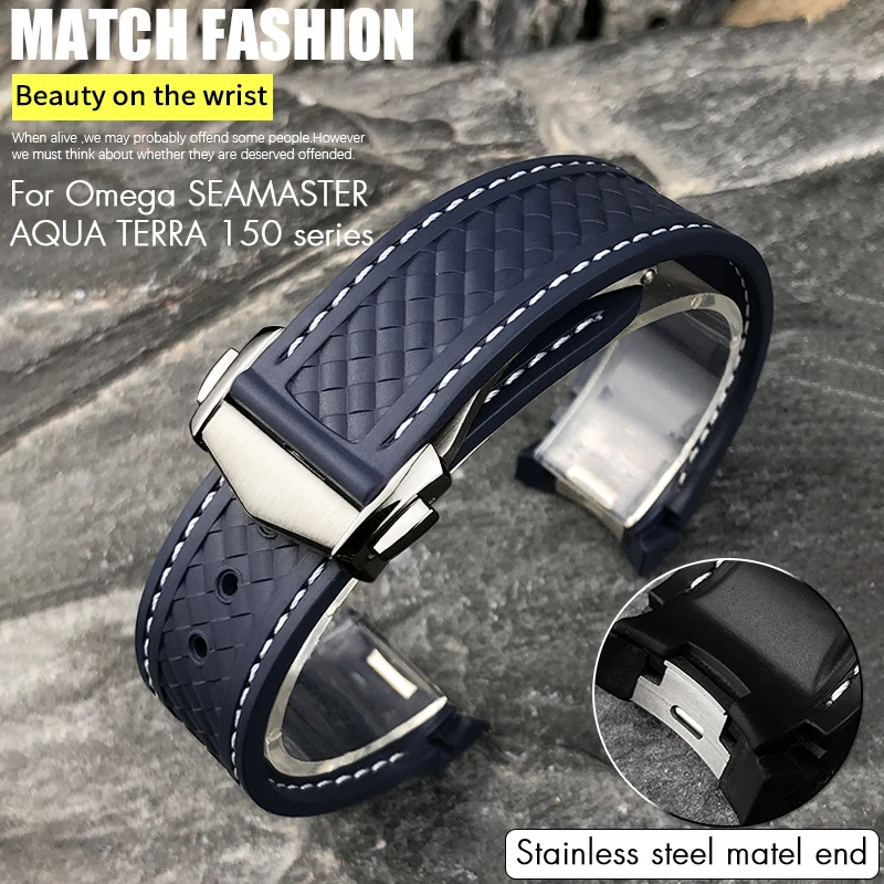 Correa-de-reloj-de-extremo-de-Metal-curvo-FKM-para-Omega-AT150 ...