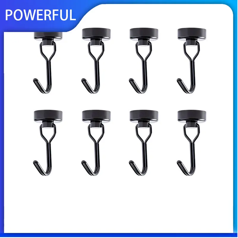 4-8PCS-Strong-Neodymium-Magnetic-Hook-Suction-Wall-Hooks-Holder-Magnet ...