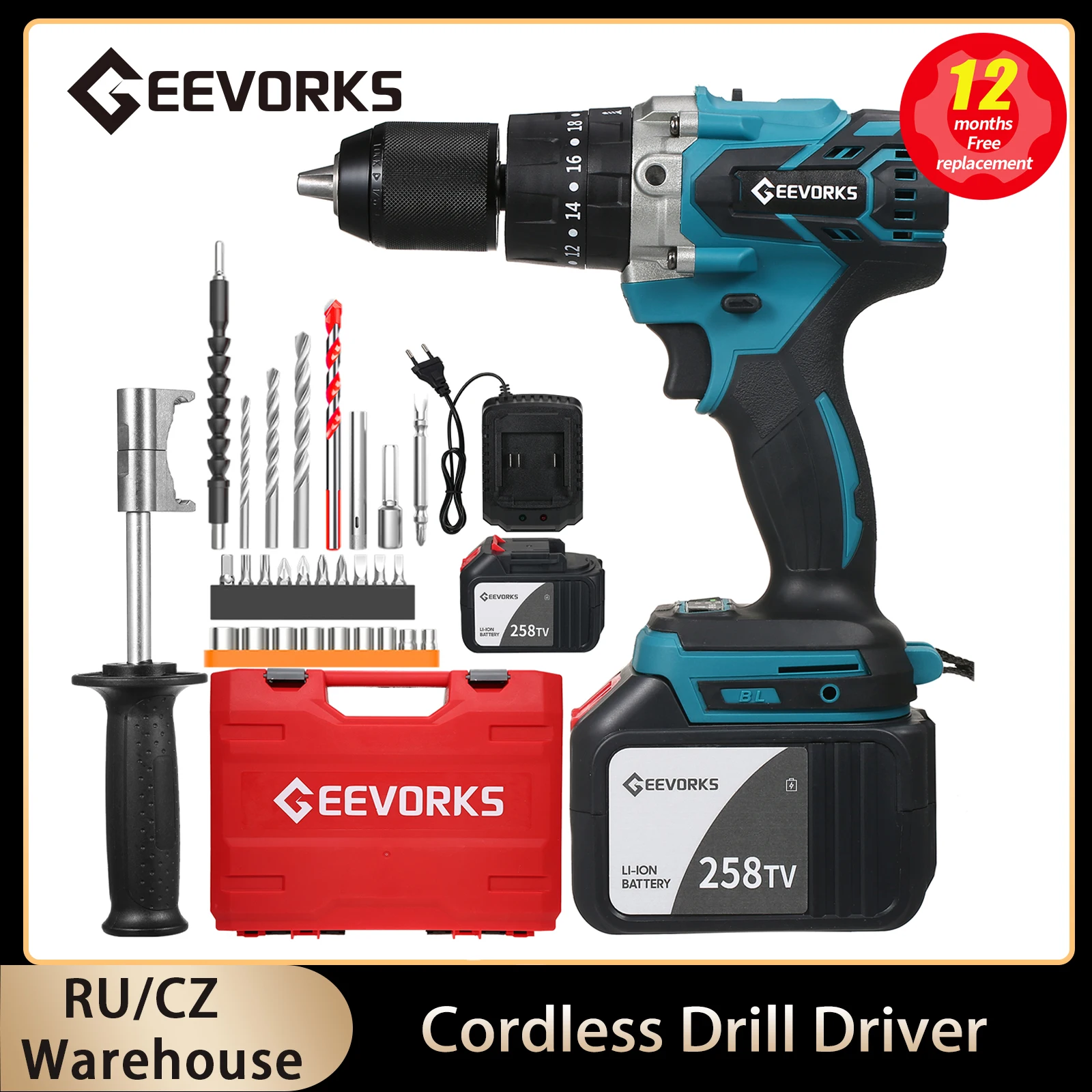Geevorks 21v Cordless Screwdriver Driver 0 2150rmp Variable Speed