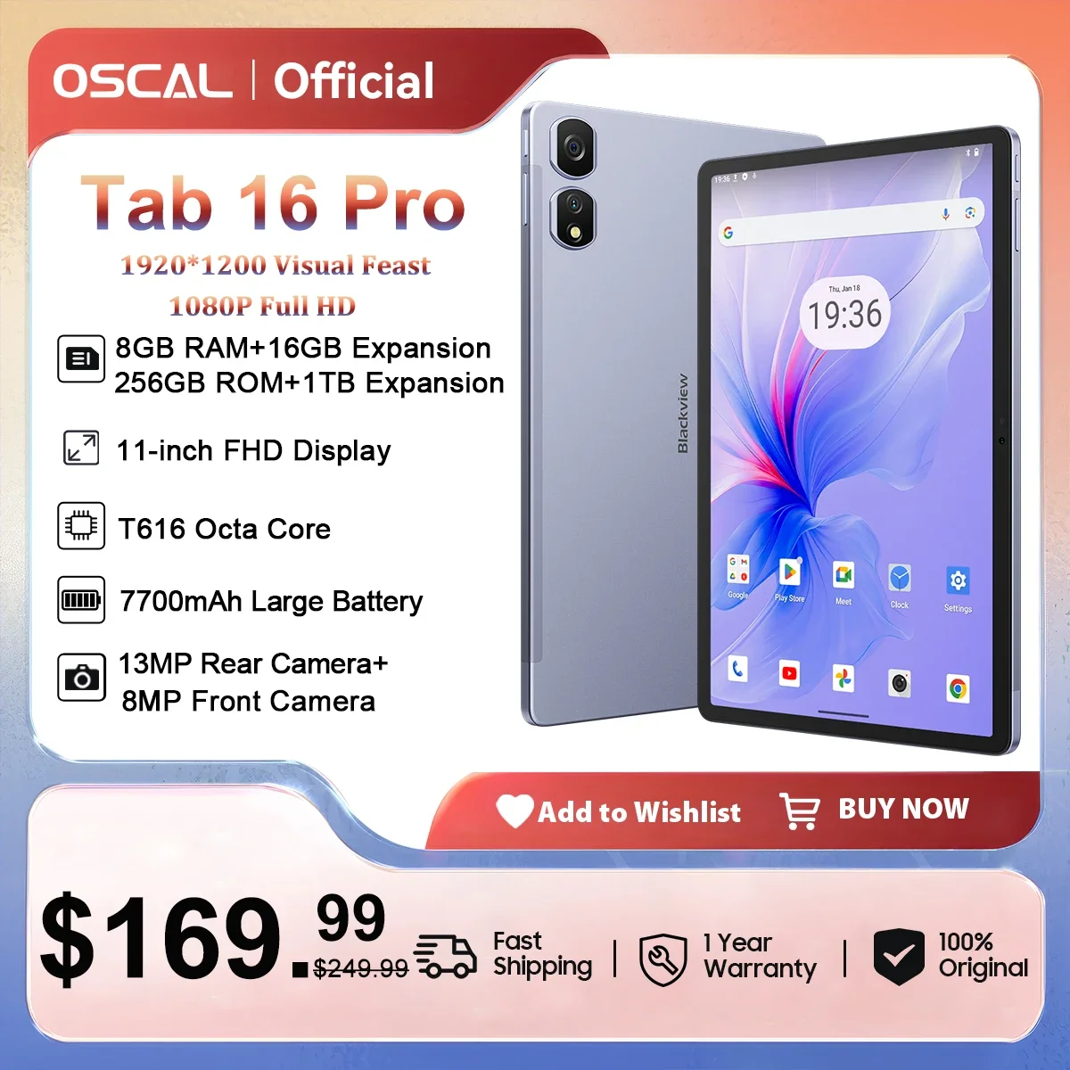 OSCAL-Blackview-Tab-16-Pro-Tablet-PC-T616-Octa-Core-11-FHD-Display-24GB ...