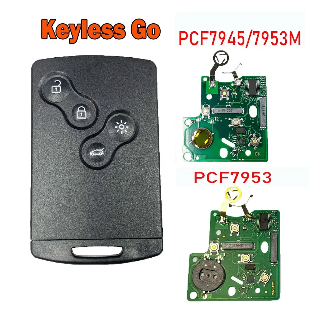 Smart-Card-Car-Key-4-Buttons-PCF7945-PCF7953-4A-Chip-433Mhz-for-Renault ...