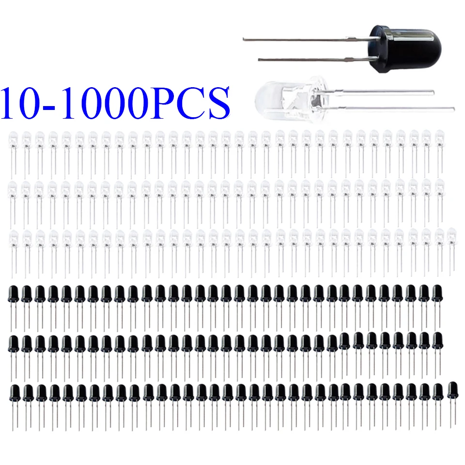 10-1000PCS/Pairs 5MM 940nm LEDs Infrared Emitter And IR Receiver Diode ...