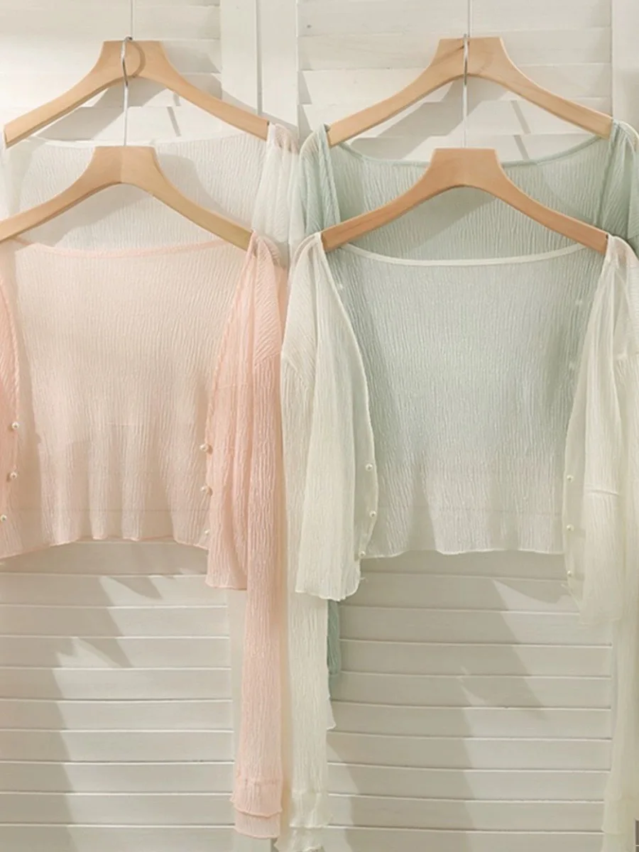 White-chiffon-cardigan-women-s-thin-shawl-top-up-summer-long-sleeved ...