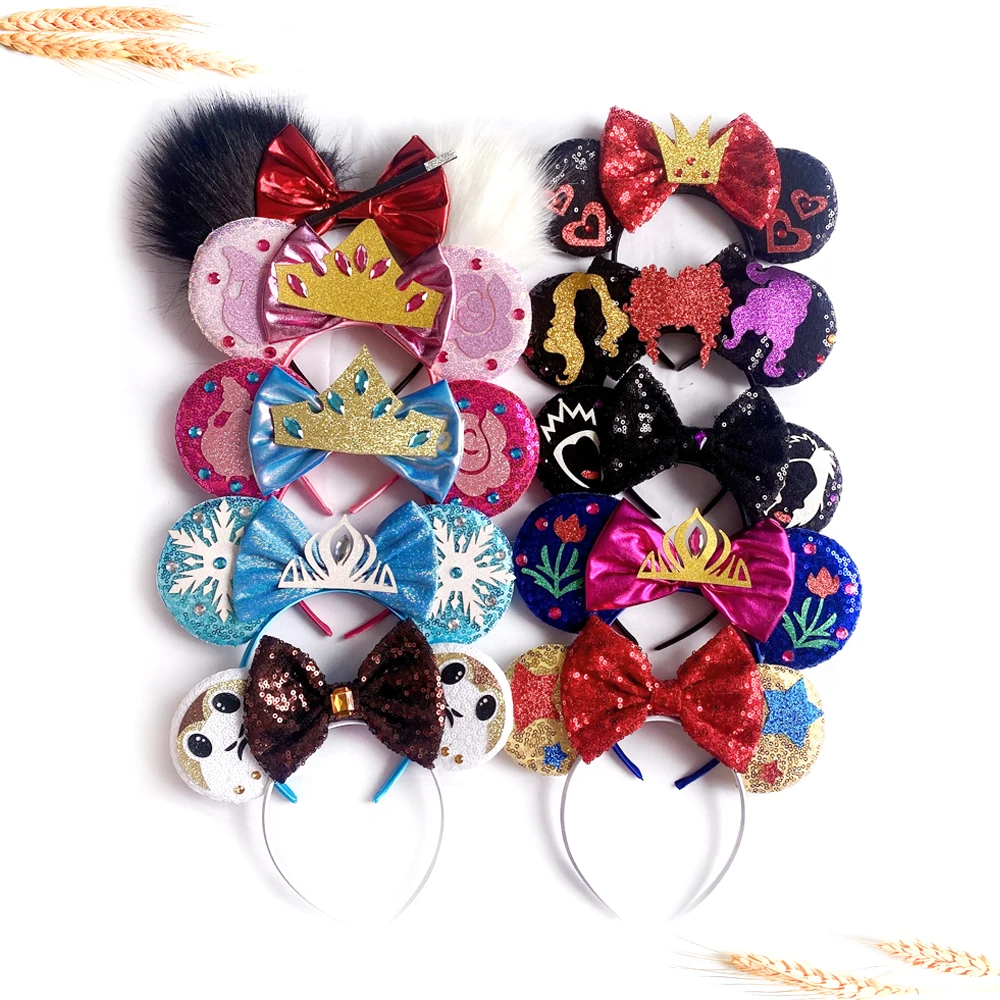 Disney Encanto Mickey Mouse 4" Ear Headband Girl Sequin Hair Bow ...