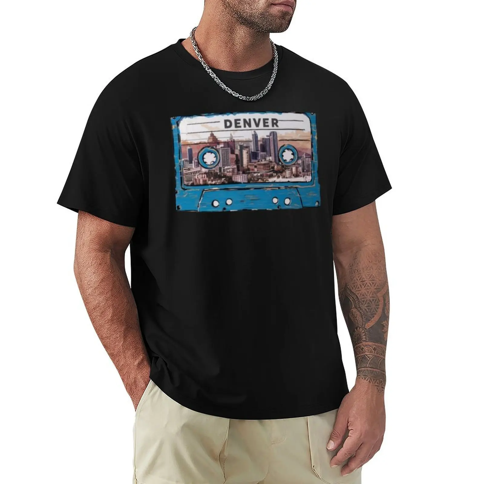 Denver-Rocks-Vintage-blue-cassette-tape-T-shirt-plus-sizes-quick-drying ...