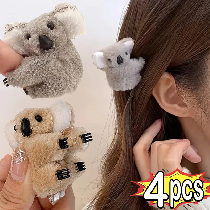 1-4pcs-Plush-Koala-Bear-Hair-Decoration-Hair-Clips-Hairpins-Animal-Hair ...