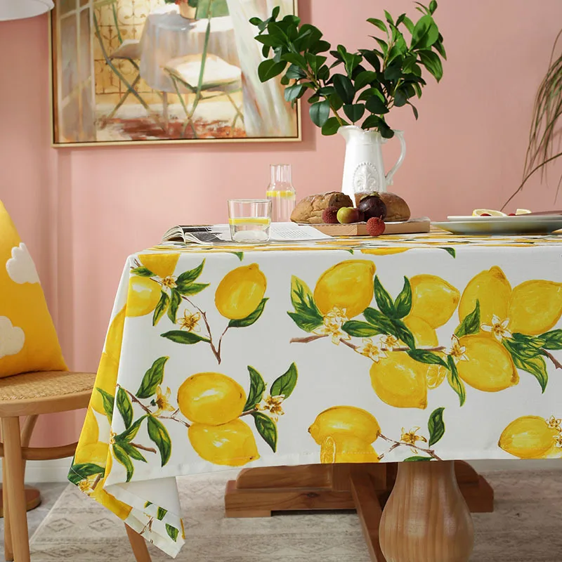 Ins-Style-Lemon-Print-Tablecloth-Waterproof-Rectangular-Tablecloth ...