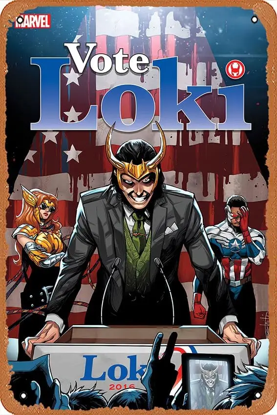 Vintage Metal Tin Sign Retro Metal Sign Vote Loki Comic Book Issue No1 ...