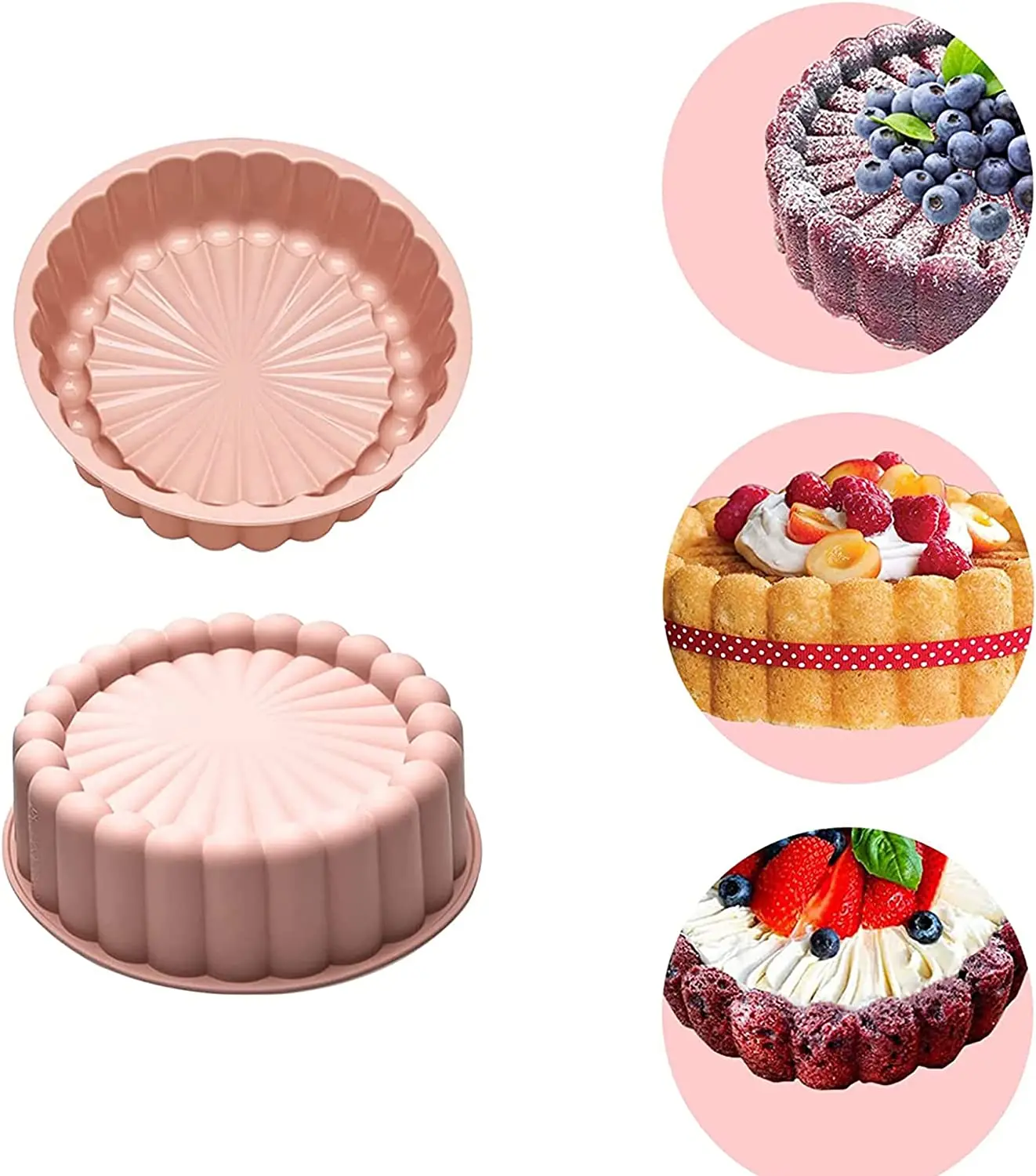 Silicone Charlotte Cake Pan Reusable Mold Fluted Cake Pan Nonstick ...