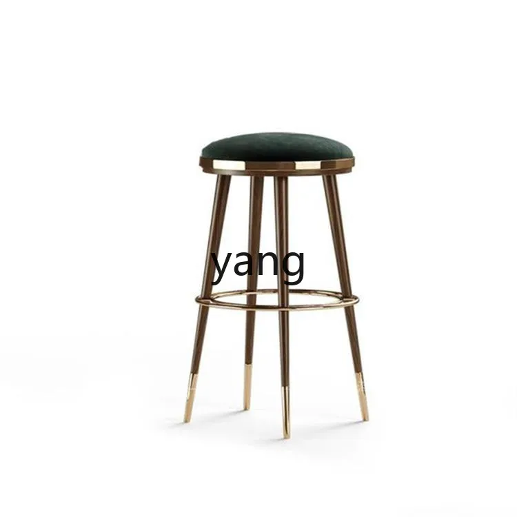 Yjq-Light-Luxury-Solid-Wood-High-Stool-Home-Bar-Stool-Reception-High ...