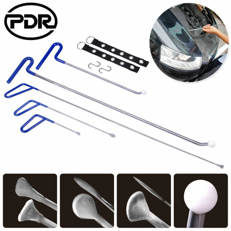 Super Pdr Tools Mini Crowbar Pry Bar Pdr Push Rods Hooks Paintless Dent ...