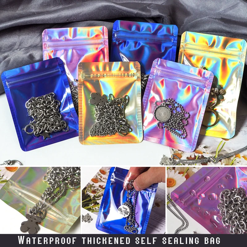 Reflective-Mylar-Laser-Plastic-Bags-Ziplock-Transparent-Jewelry-Storage-Bag-Necklace-Earring ...