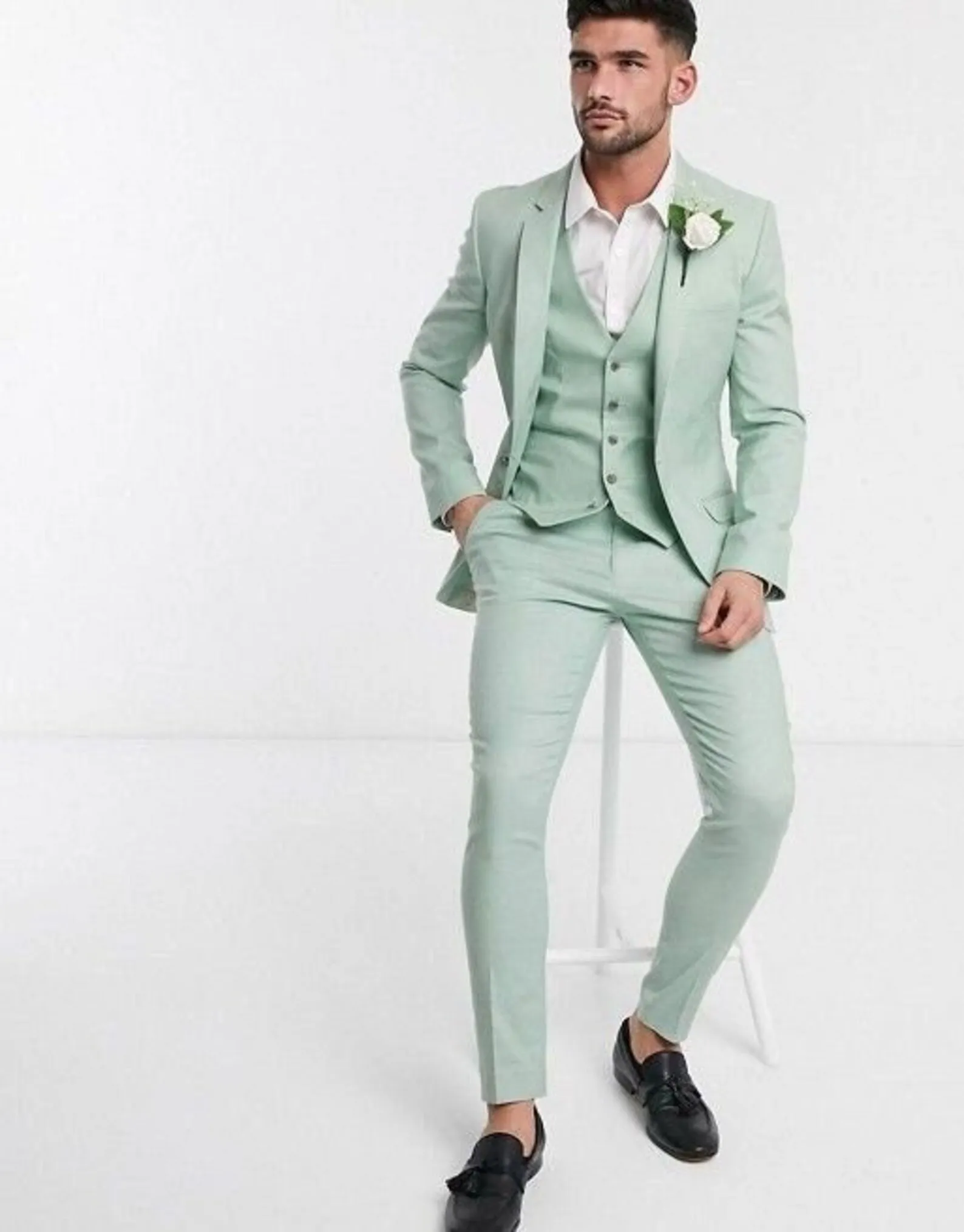 Ternos-verde-menta-masculinos-casamento-smoking-de-baile-lapela-de ...