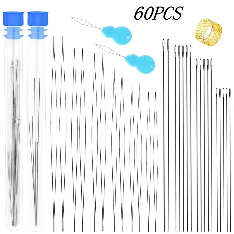 60Pcs-Beading-Needles-Set-with-Central-Opening-Curved-Beading-Needles ...