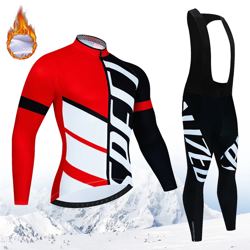 New Winter Cycling Jersey Set 2024 Men's Long Sleeve Mountain Bike ...