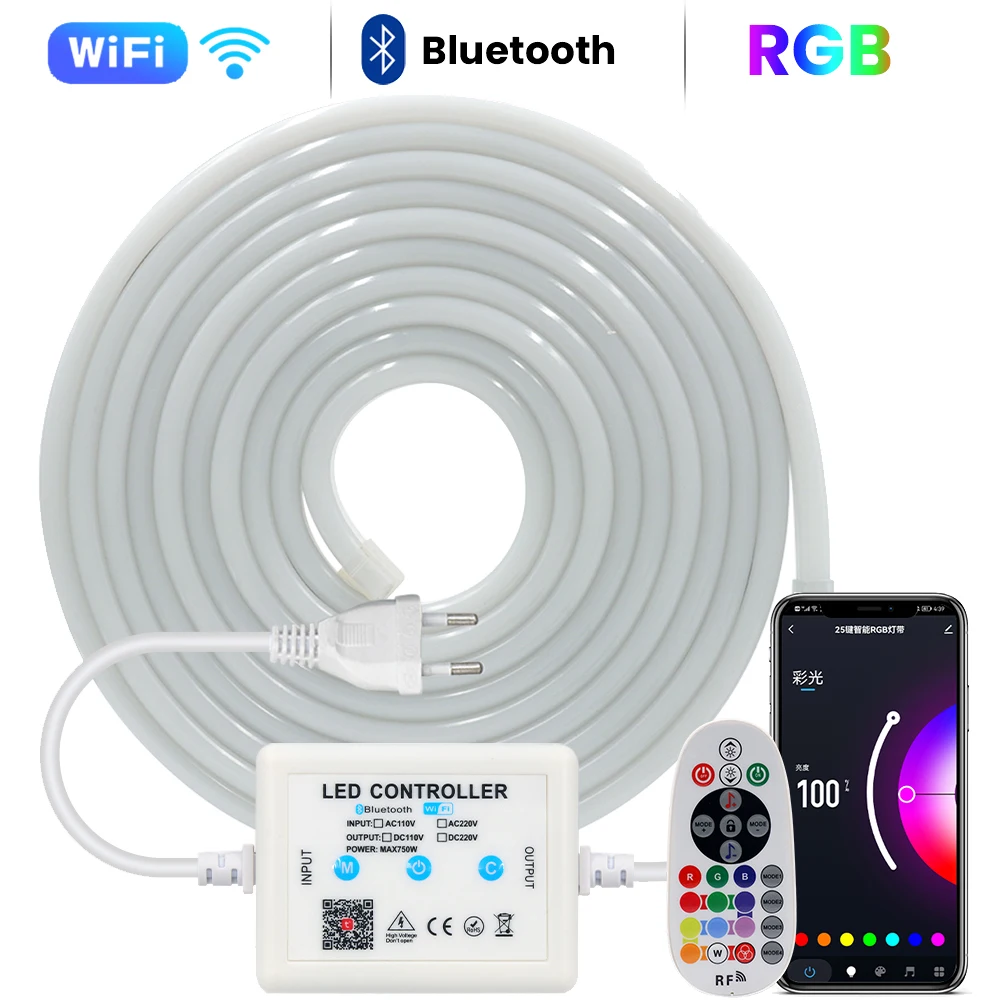 WIFI-Tuya-Smart-RGB-LED-Strip-Light-220V-110V-Flexible-LED-Neon-Light ...
