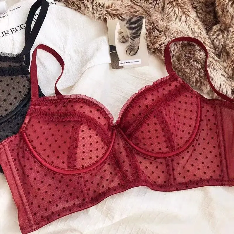 Thin-Section-Ladies-Bra-Large-Breasts-Show-Small-Anti-Sagging-Vintage ...