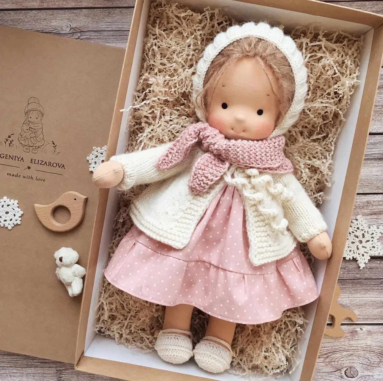 Plush Doll Waldorf Handmade Soft Stuffed Cotton Doll Girl With Golden ...