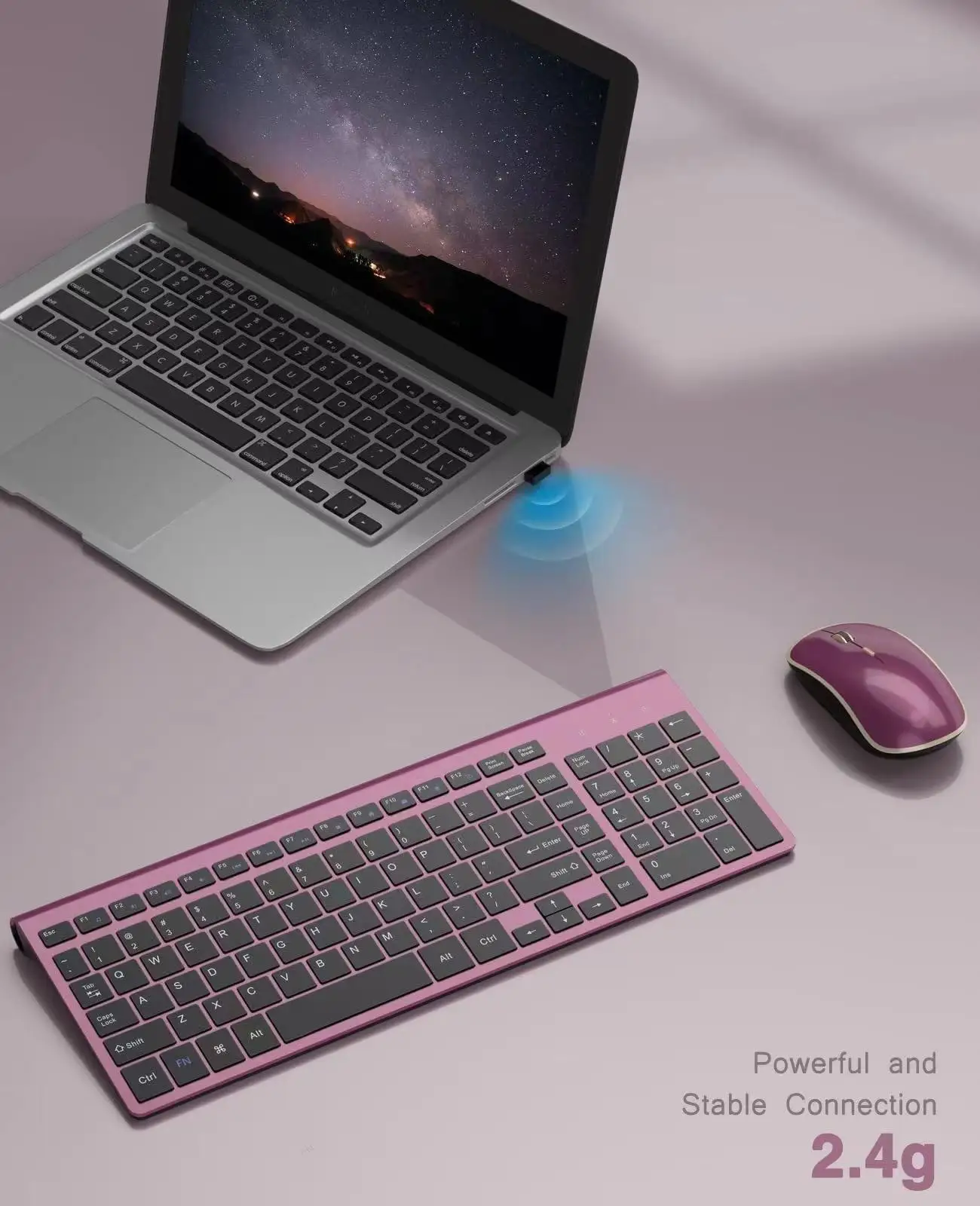 U.S. Layout Wireless Keyboard Mouse Combo,2.4G Compact and Ultra Slim ...