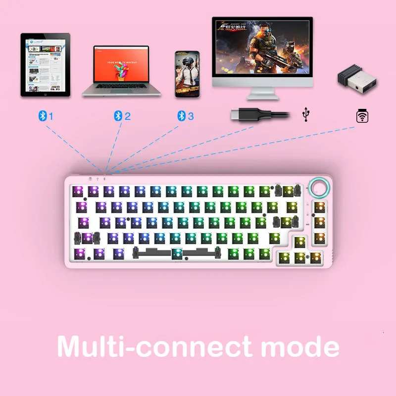 DIY-Kit-Semi-Keyboard-Wired-Wireless-Connect-Optional-Mechancial ...