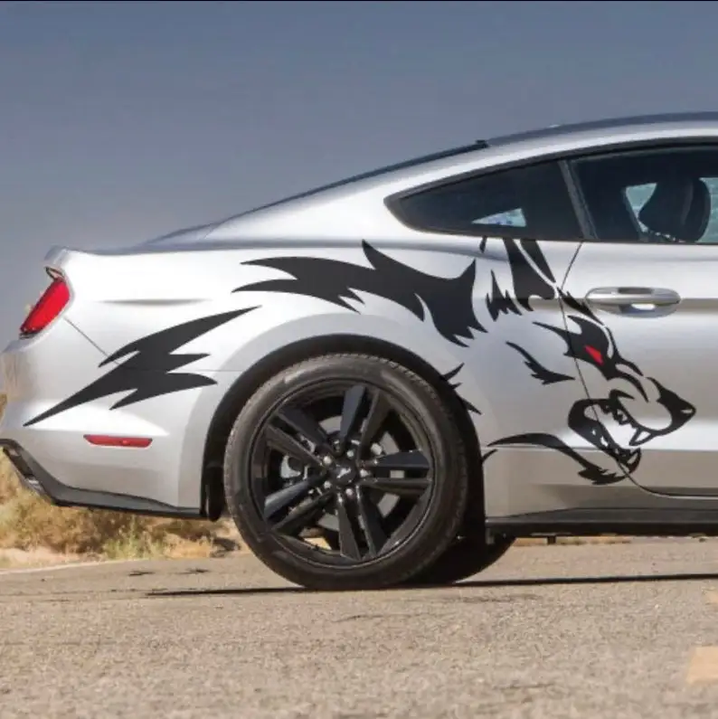 Ford-Mustang-Coyote-Head-Wolf-Outline-INCLUDES-BOTH-Sides-Decal-Sticker ...