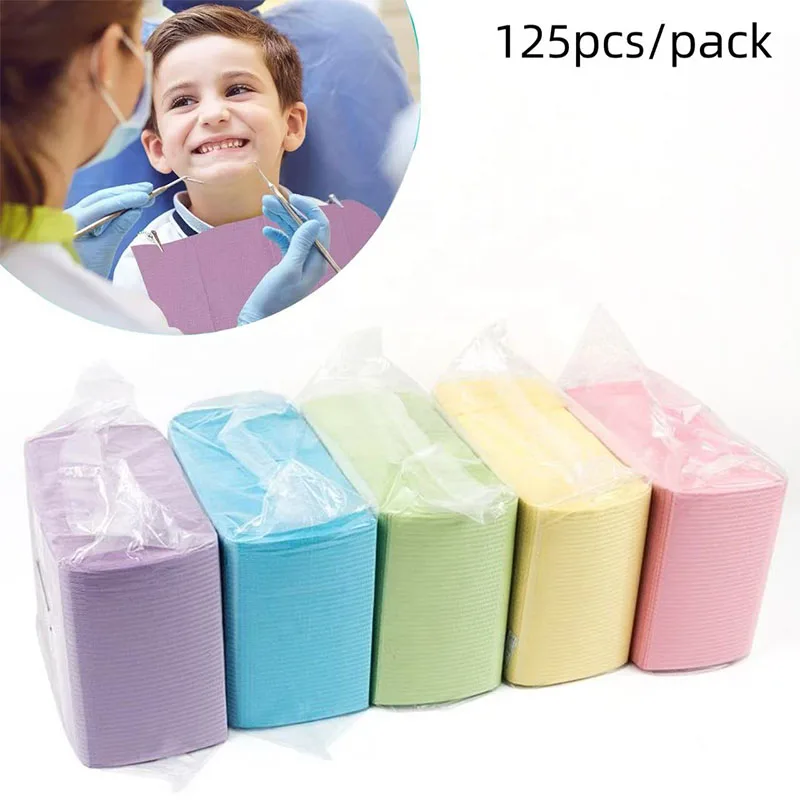 125pcs/bag Dental Disposable Bibs Waterproof Medical Paper Scarf Dental ...