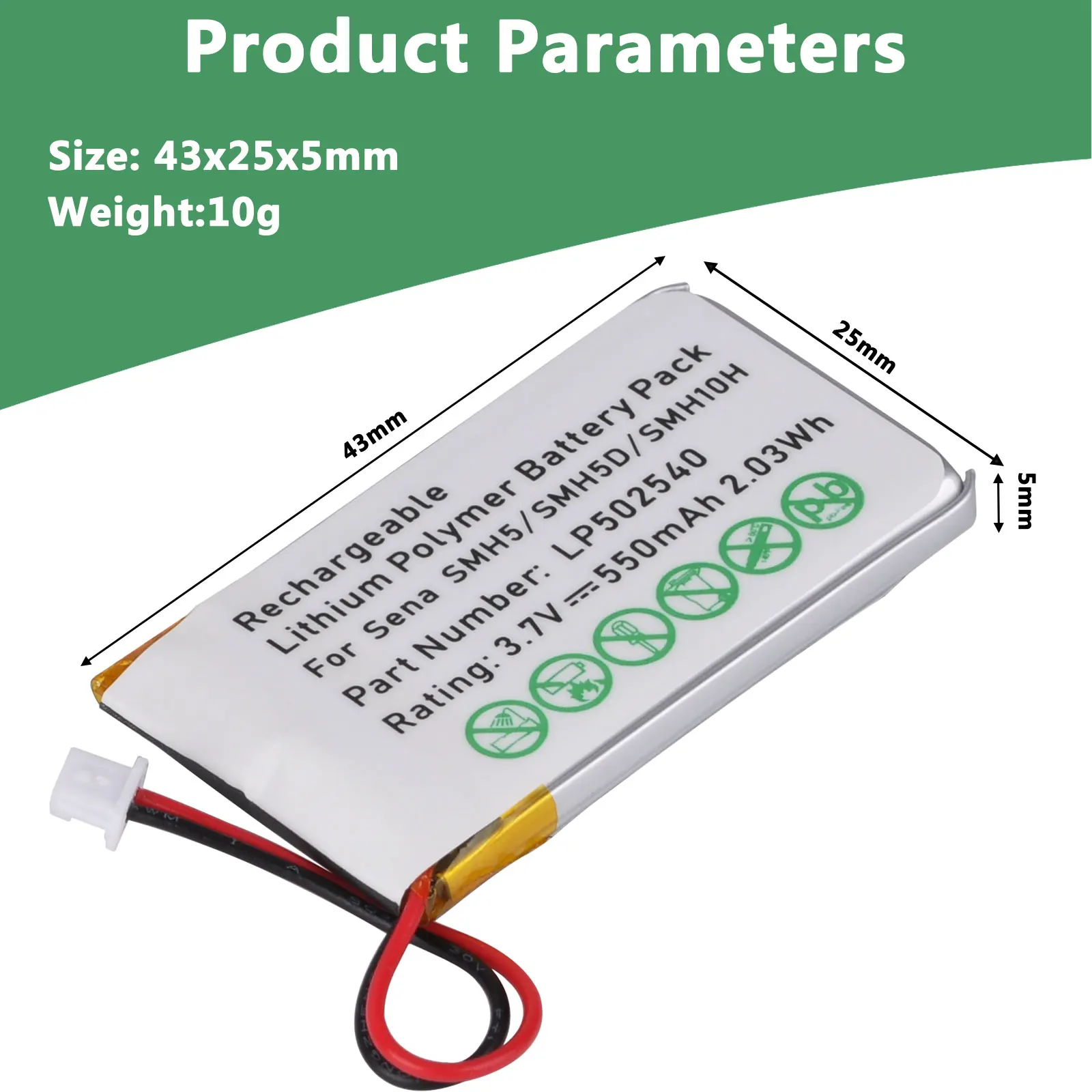 3-7V-550mAh-Replacement-Battery-For-Sena-SMH5-SMH5D-SPH10H-Motorcycle ...