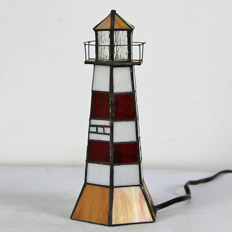 Stained Glass Lighthouse Lamp