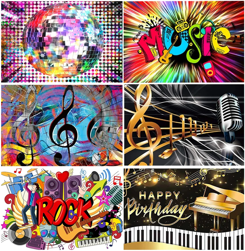 Disco Ball Music Instruction Piano Backdrops Rock And Roll Musical ...